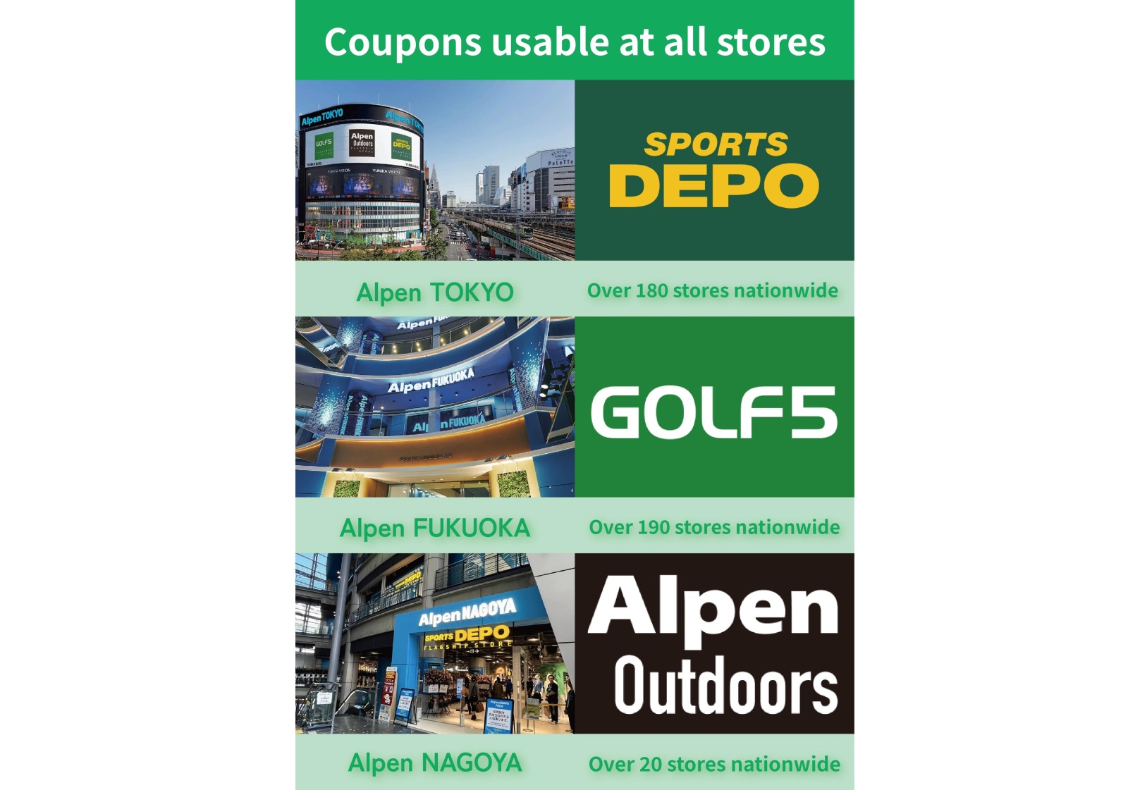 ALPEN GROUP (SPORTS DEPO) 5%折扣優惠券 | Japan Travel by NAVITIME - 日本旅遊指南、轉 ...
